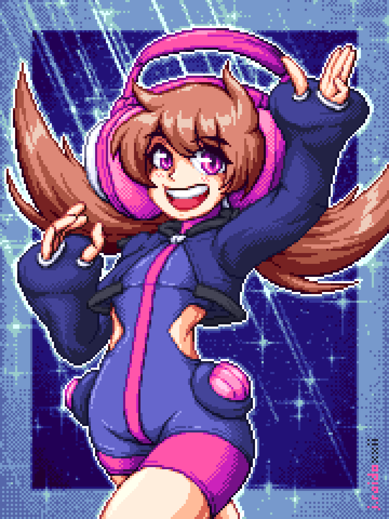 Safebooru - 1girl arm up artist name bodysuit brown hair cropped jacket headphones highres j ...