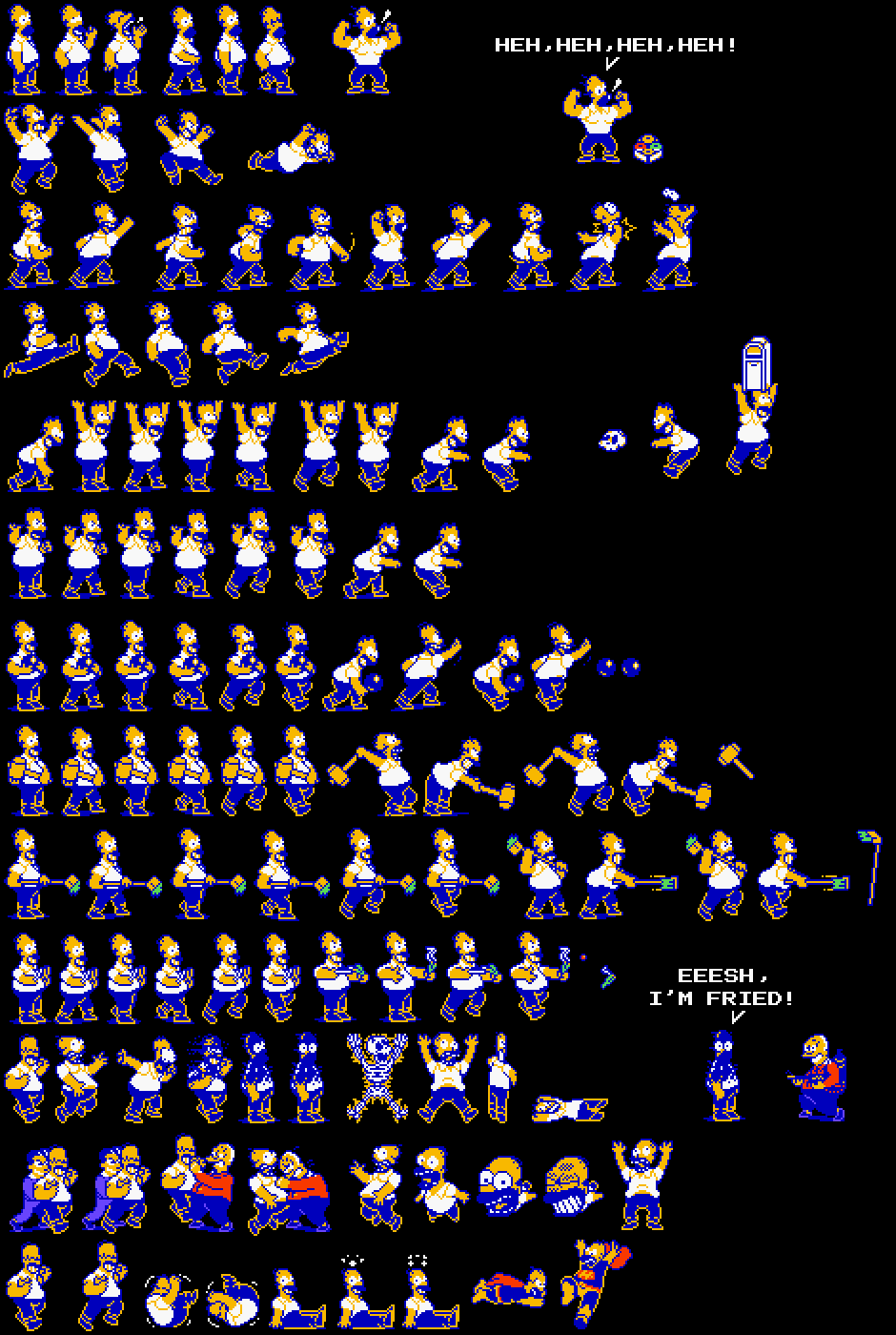 Pixilart - Homer Simpson NES sprite sheet by Tuxedoedabyss03