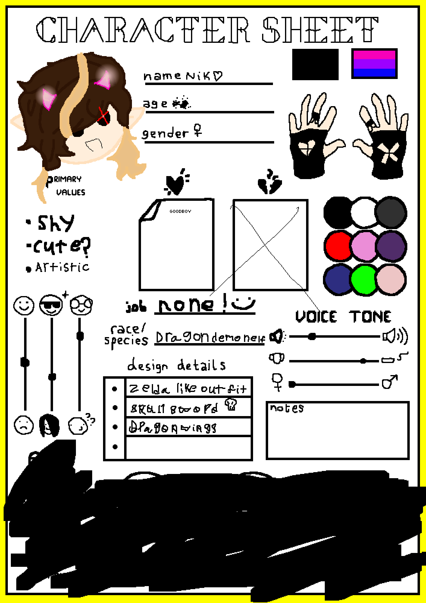 Blank Character Sheet Template Design