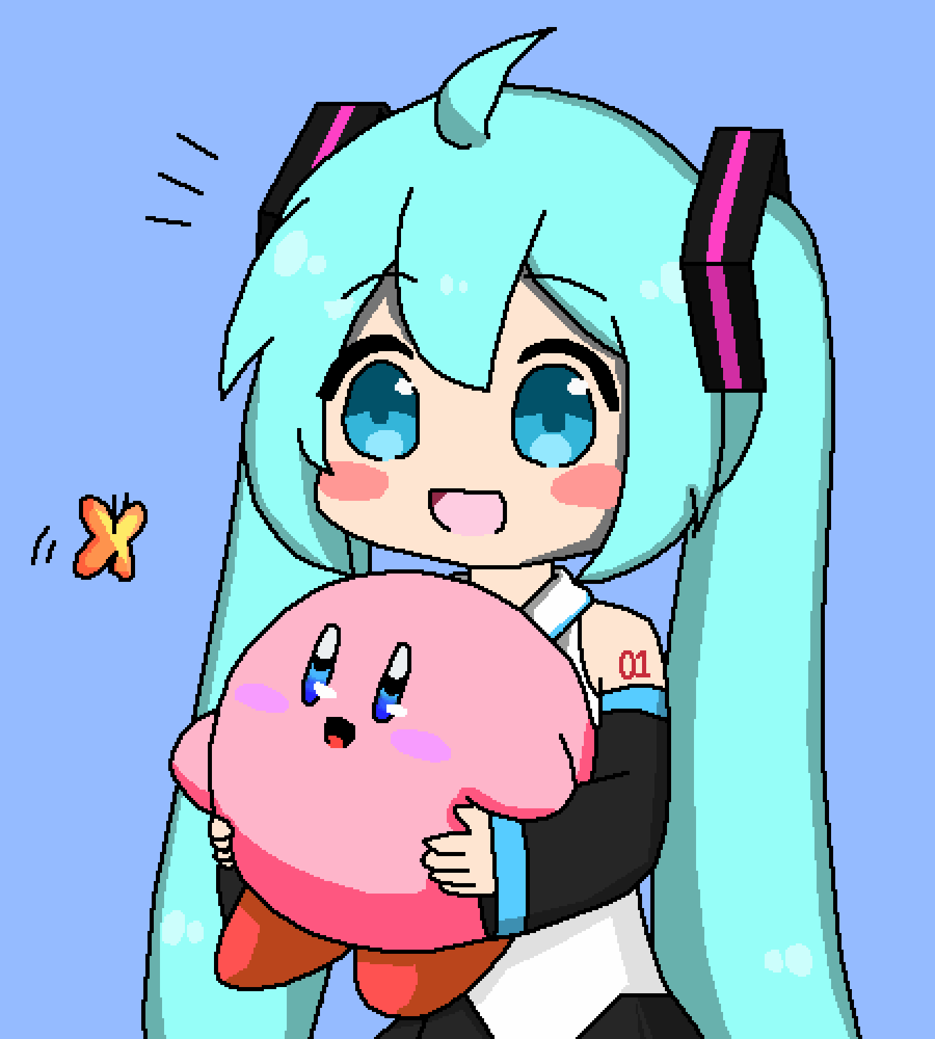 Pixilart - cute Hatsune Miku and Kirby together by jojofroyo