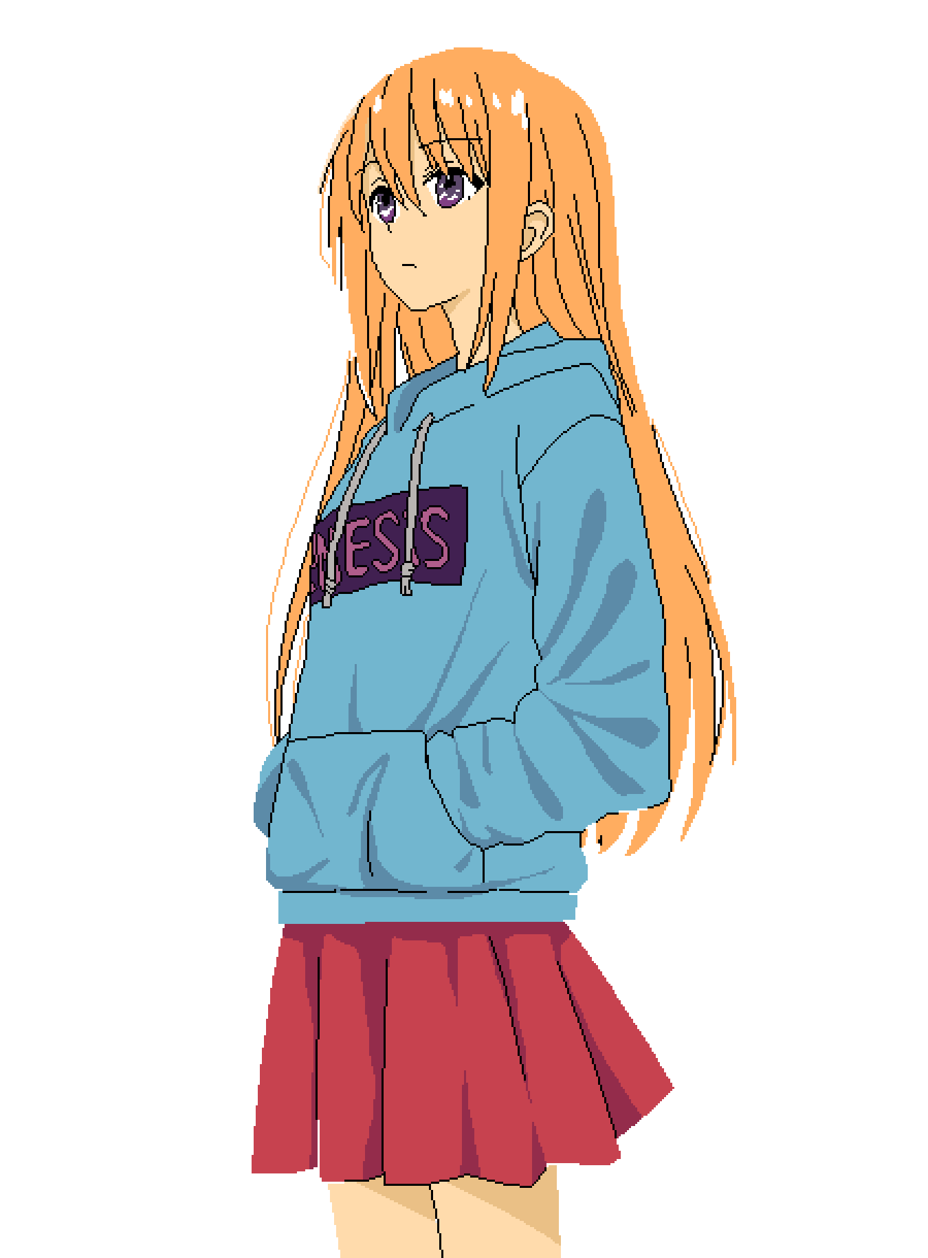 Pixilart - Anime girl looking of into distance by The-real-Pinky