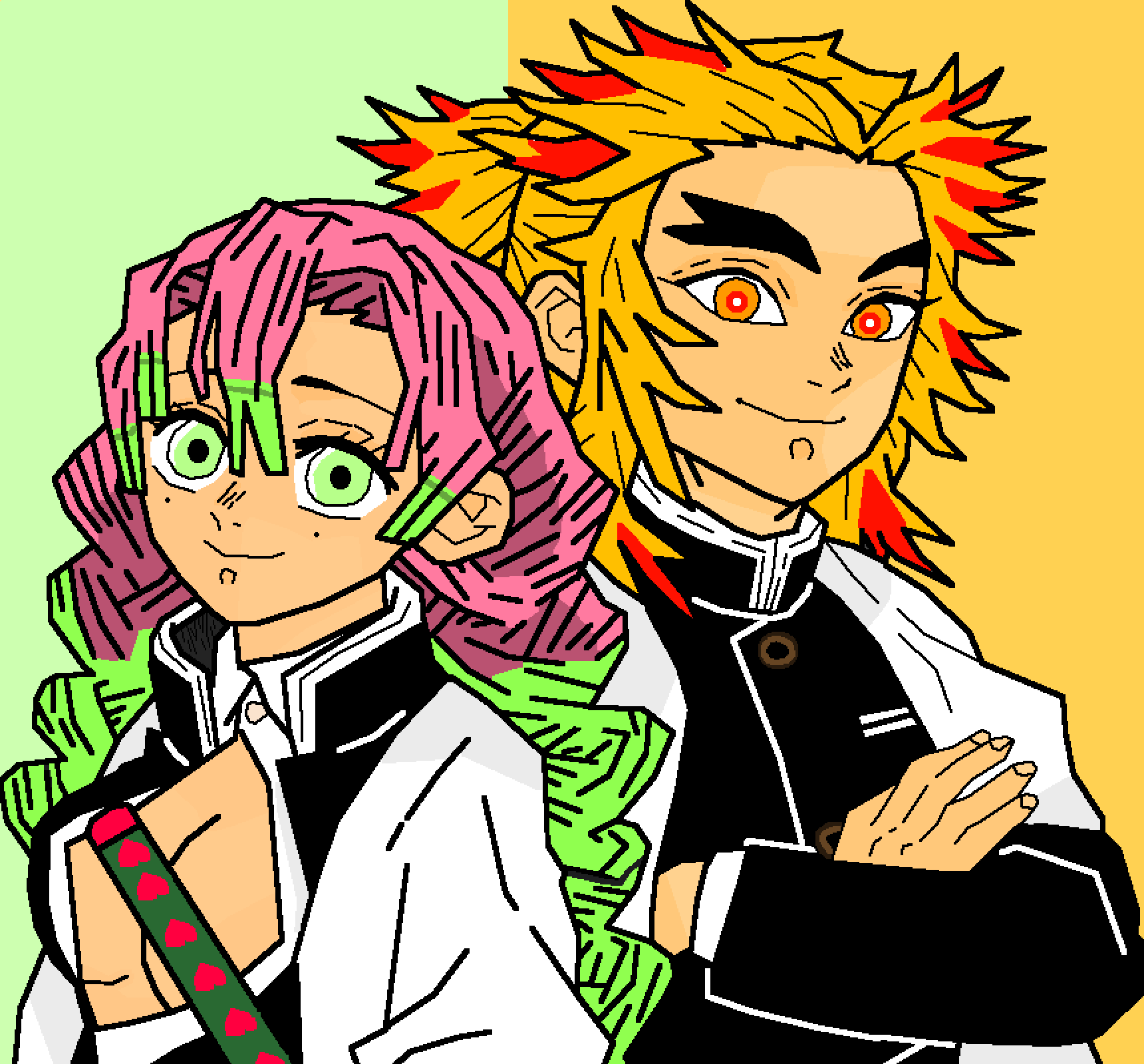 Pixilart - Mitsuri & Rengoku Base by ZuZu-Sun
