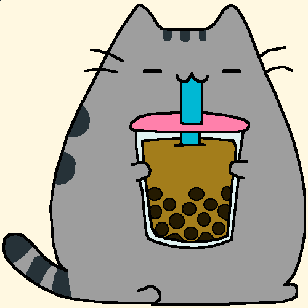 Pixilart - Pusheen Drinking Boba base by DazzleGirl
