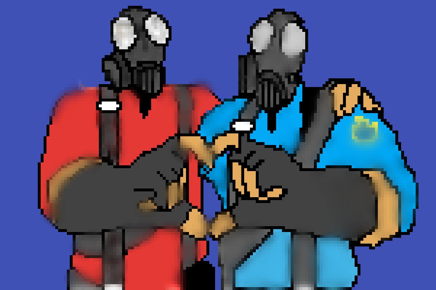 Pixilart - Red Blue Pyro COLLAB (DONE) by DarwinIsBored