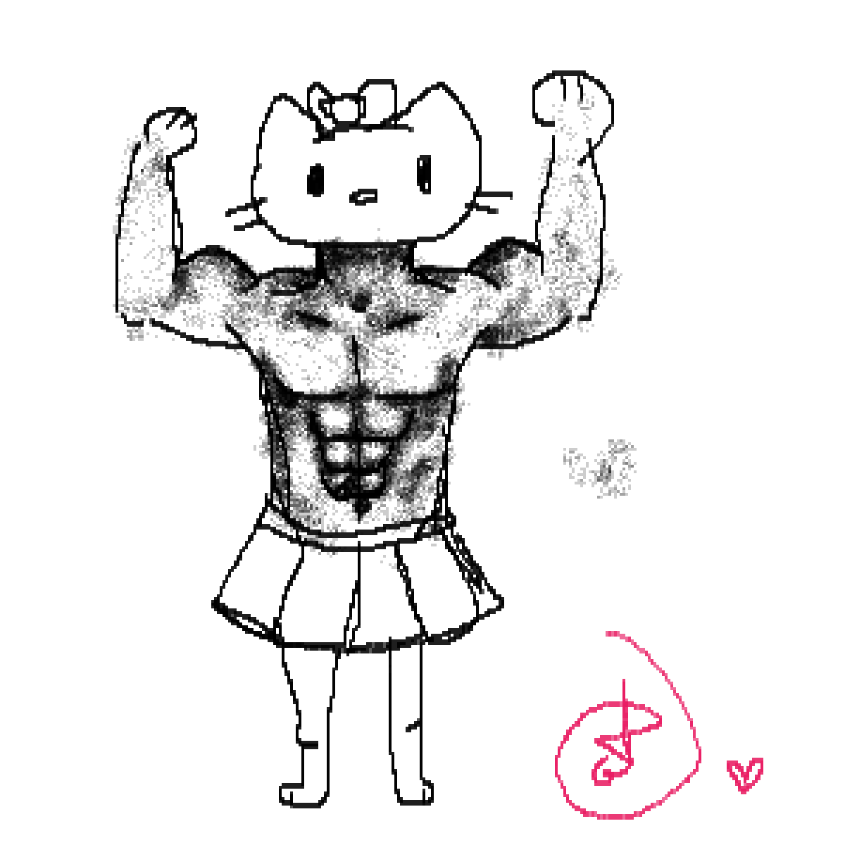 Pixilart - Buff hello kitty :) for what reason? idk. by DizzyTheCat123