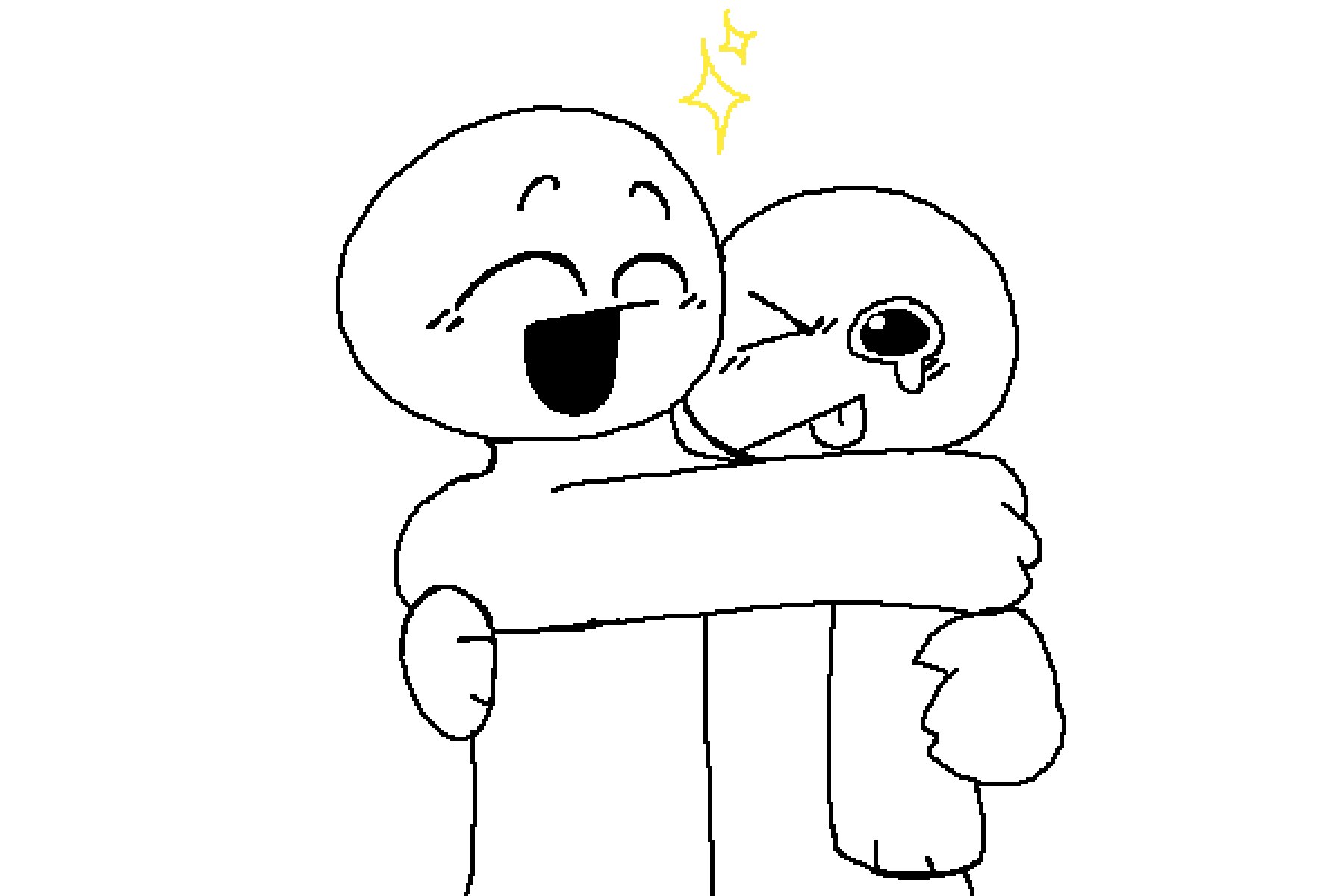 Pixilart - hugging base by underlingthwok