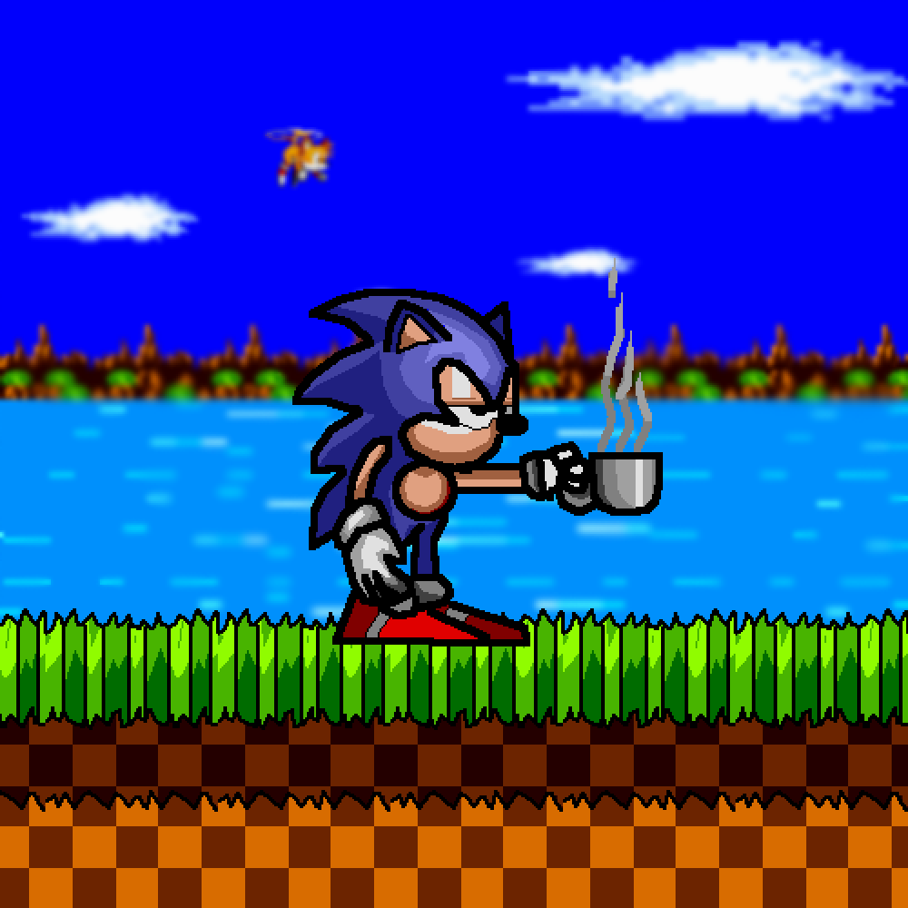 Pixilart - Sonic Drinking Coffee by Felipebsaga