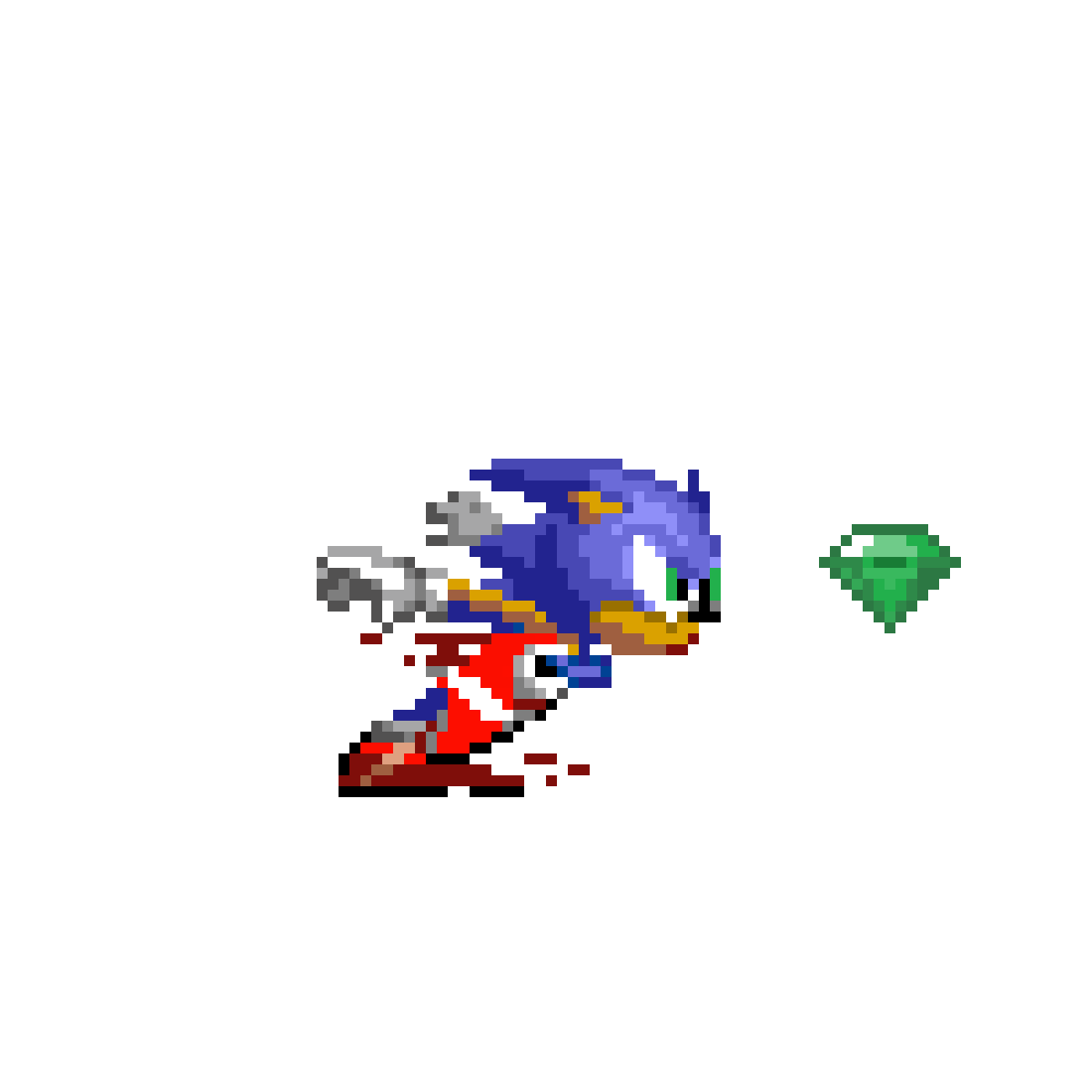 Pixilart - Sonic running improved even more emerald and shading by ...
