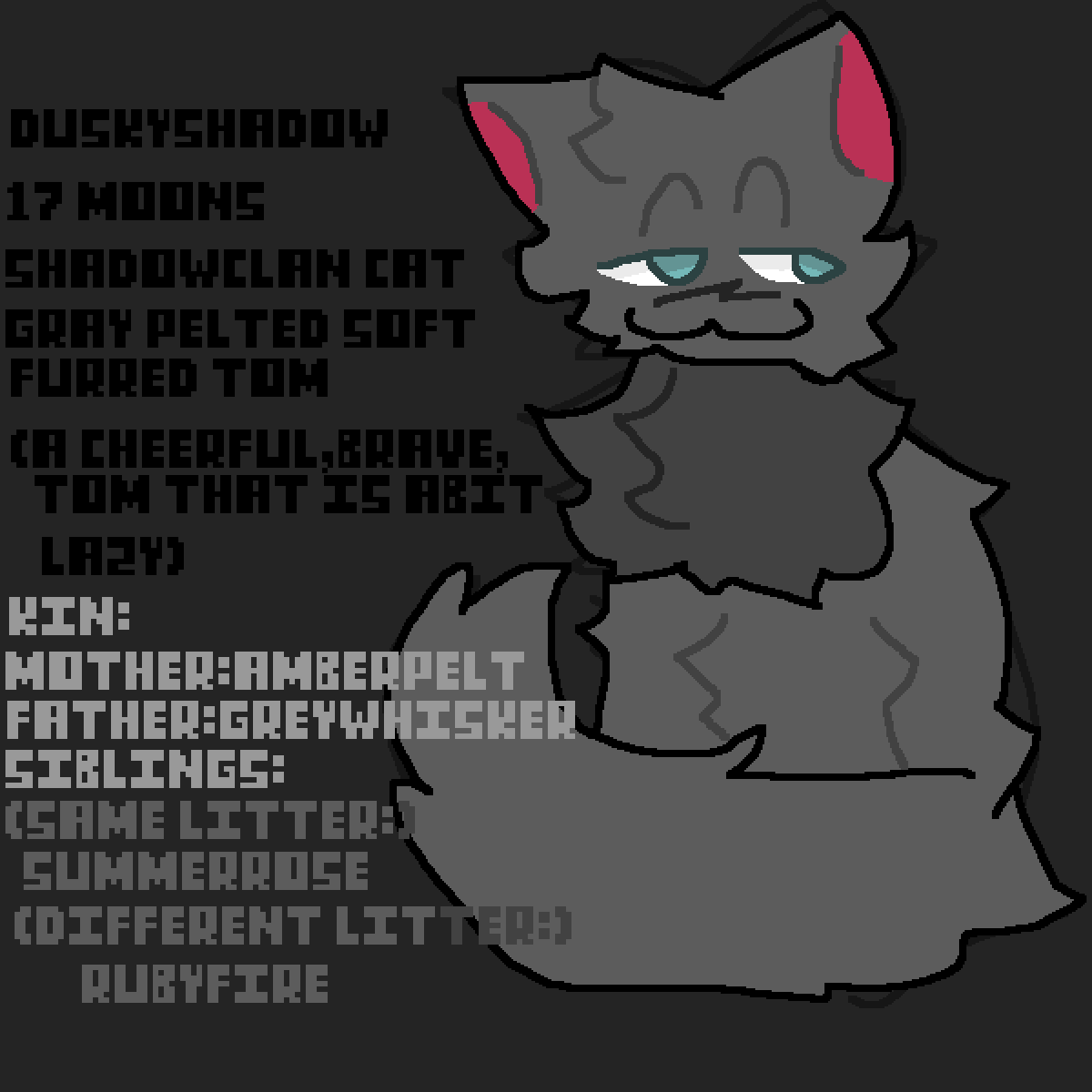 Pixilart - Dusky Shadow reference sheet by Cat-are-cute