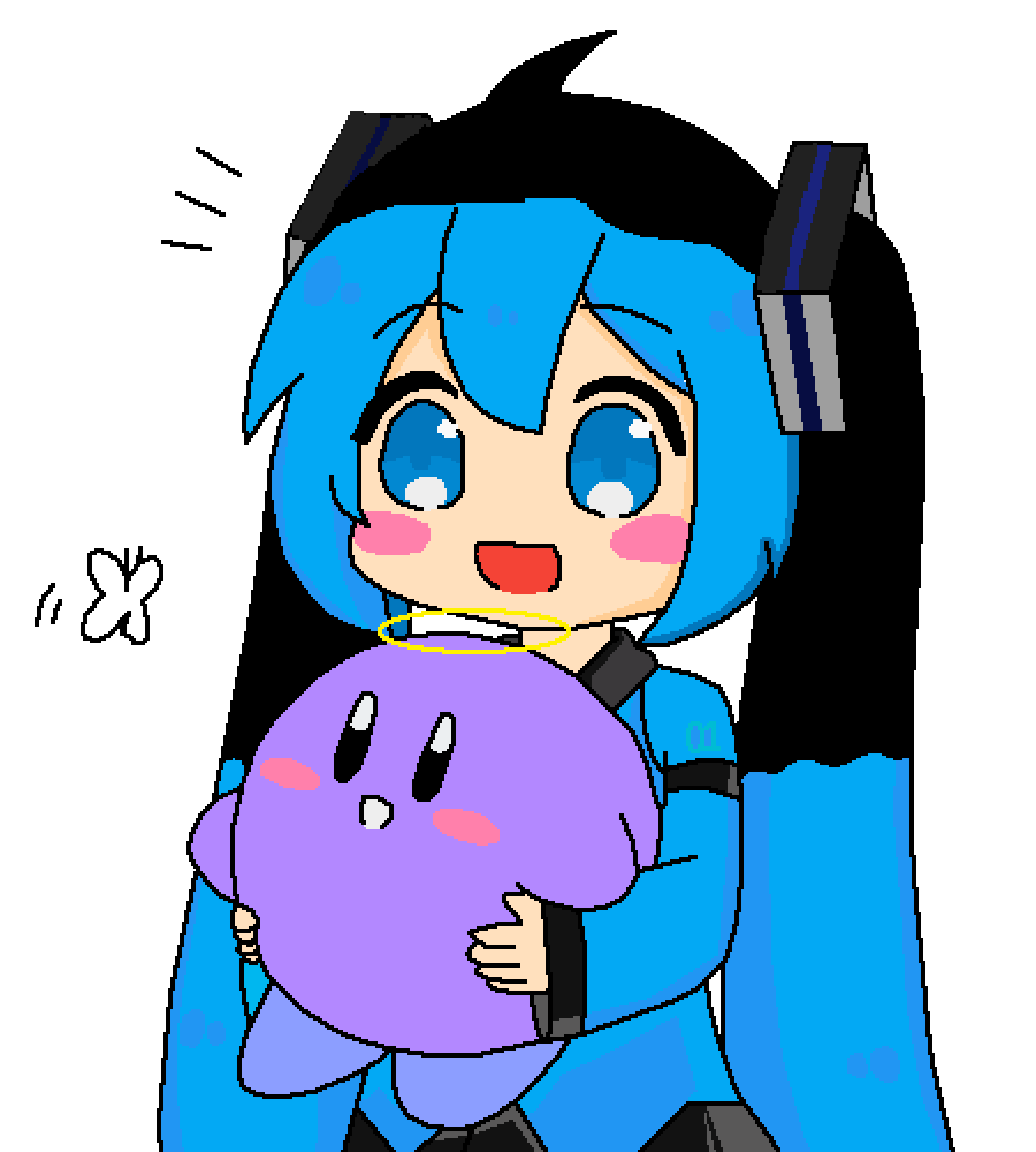Pixilart - Sam as Miku and Kirby as Zack by Axolotl-friends