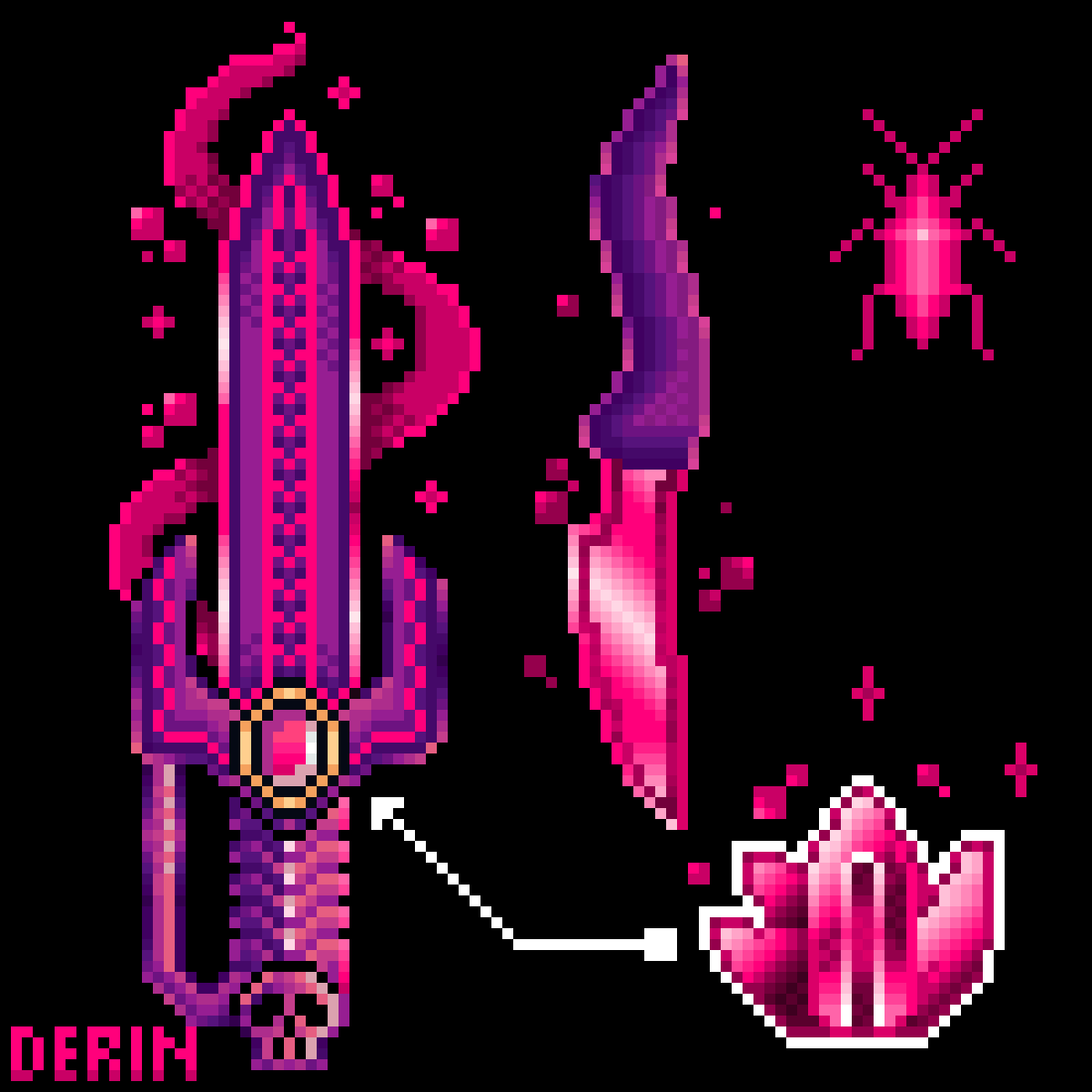 Pixilart - Derin's Pink Weapons by D-ERIN
