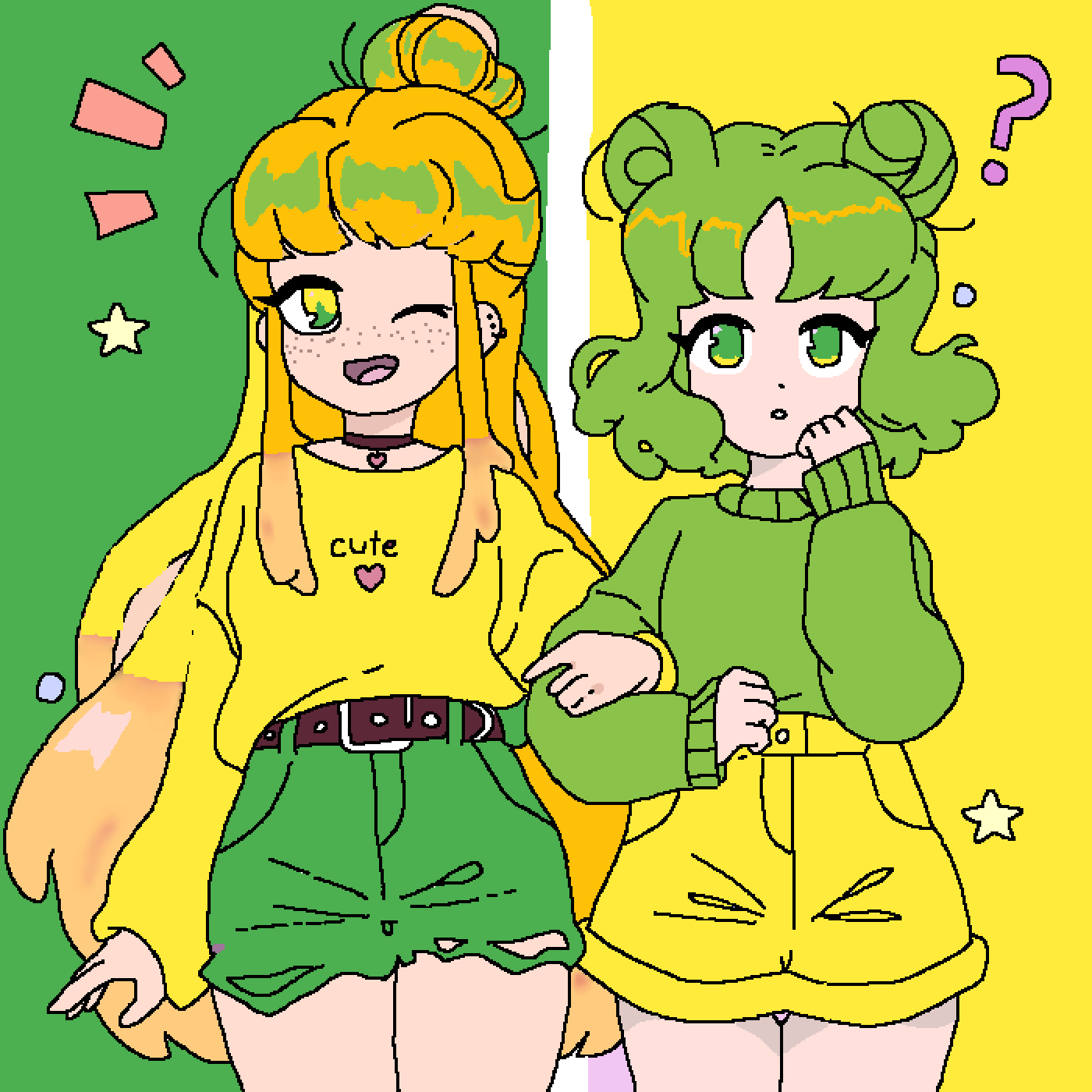 Pixilart - Besties green and yellow by CorgiCrystal47