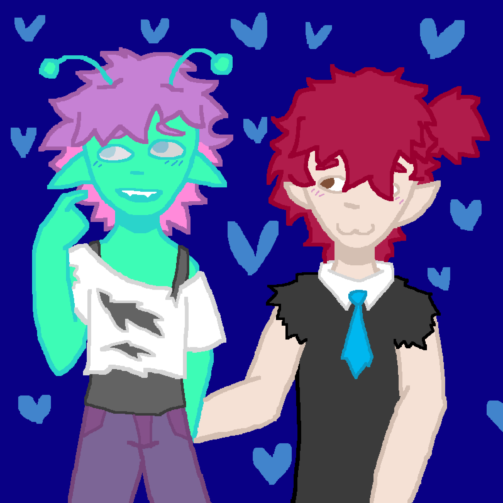 Pixilart - alien boy x vampire boy!!! (new ocs!) by ci3l-eyeless