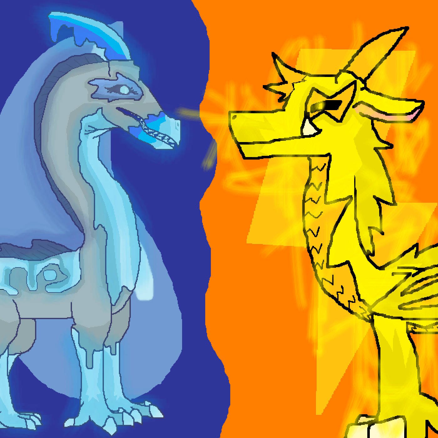 Pixilart - Female water Drake and Male thunder Dragon by Suprille
