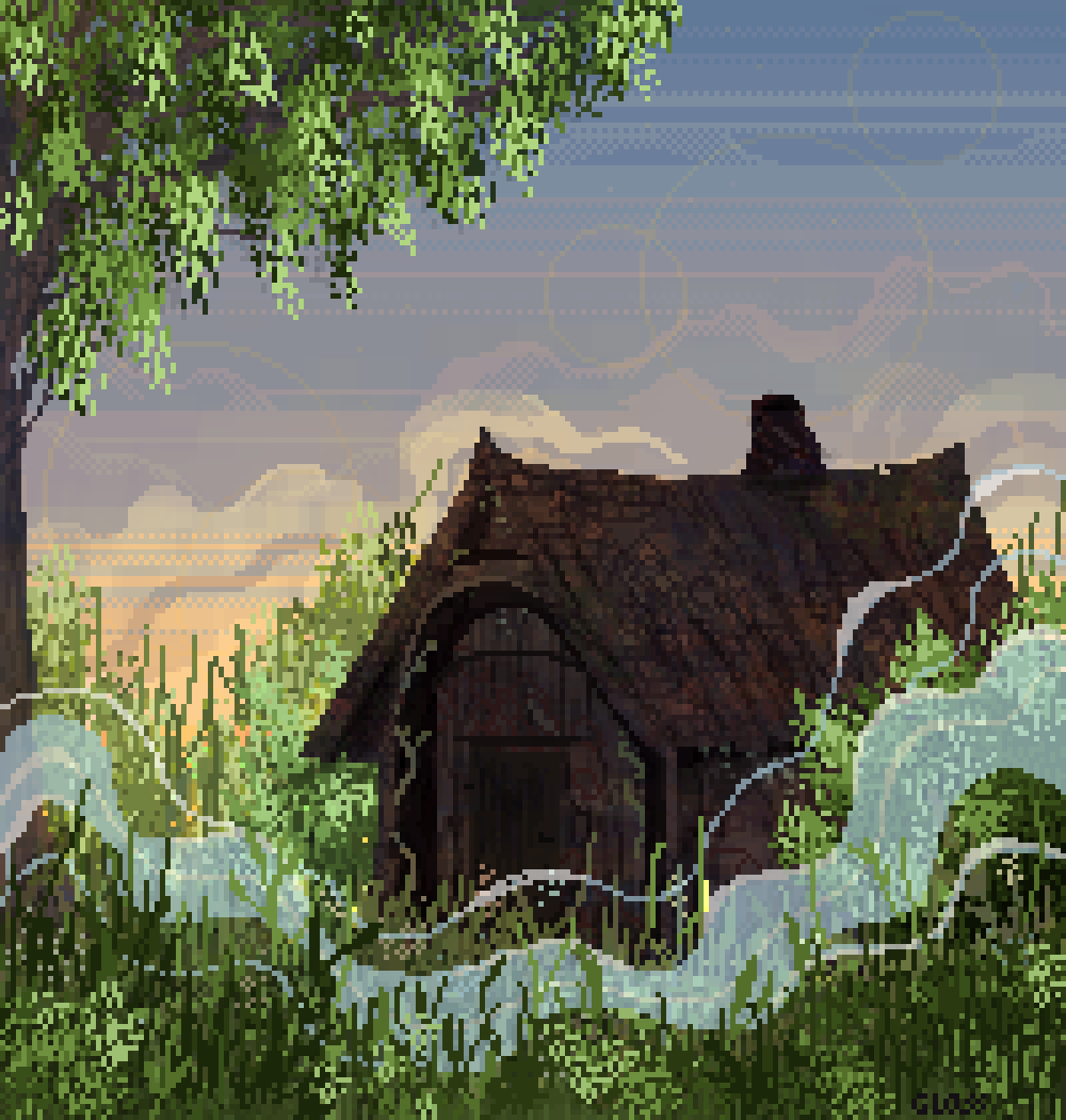 Pixilart - Dawn at the cottage by Glassirok