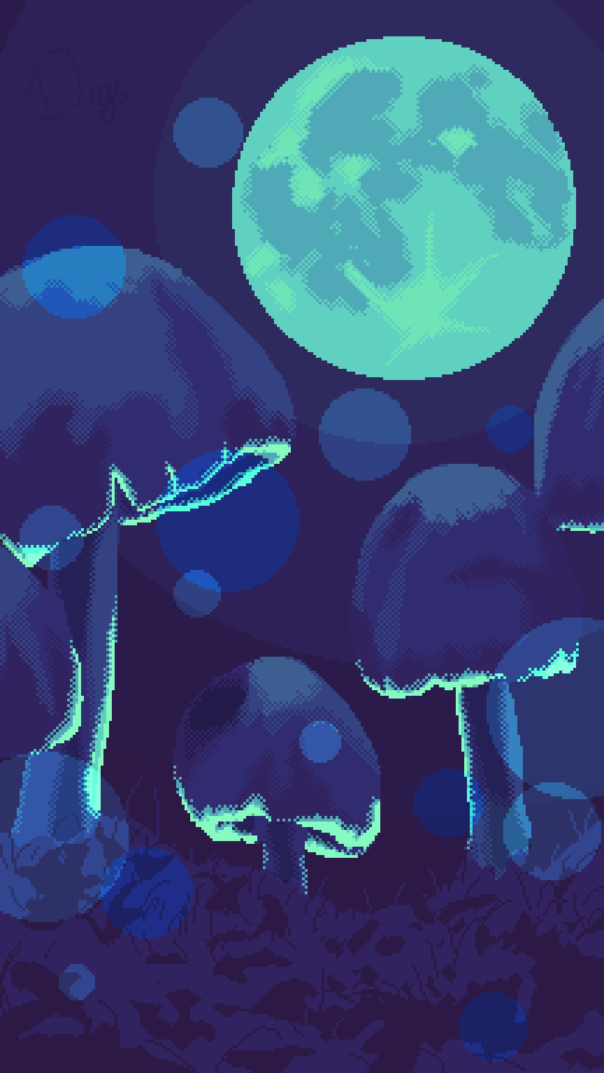 Pixilart - Glowshroom Forest by Digitress