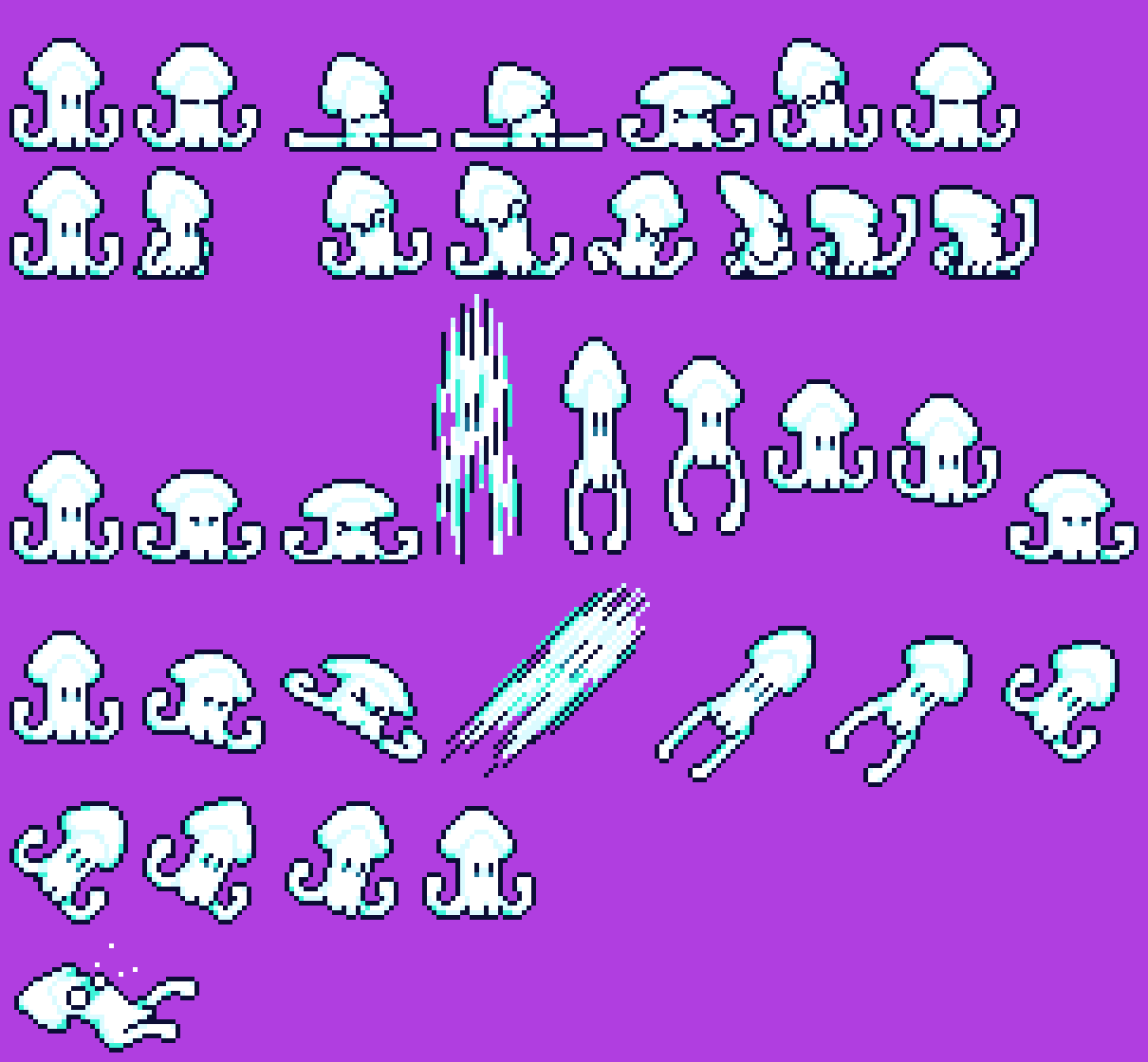 Pixilart - Noodles squid enemy sprites by Tuxedoedabyss03