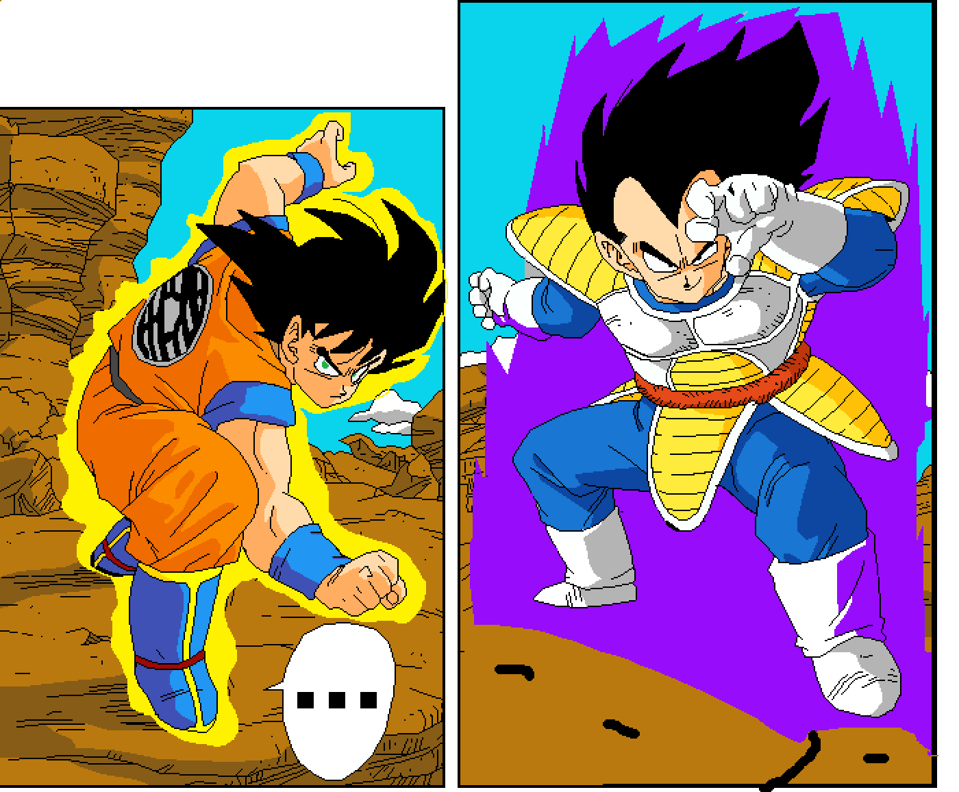 Pixilart - Goku Vs Vegeta (Better) by pebble-vee-123