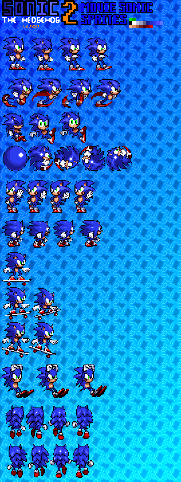 Pixilart - Sonic The Hedgehog Movie 2 Sonic Sprites by Jmear-Collins96