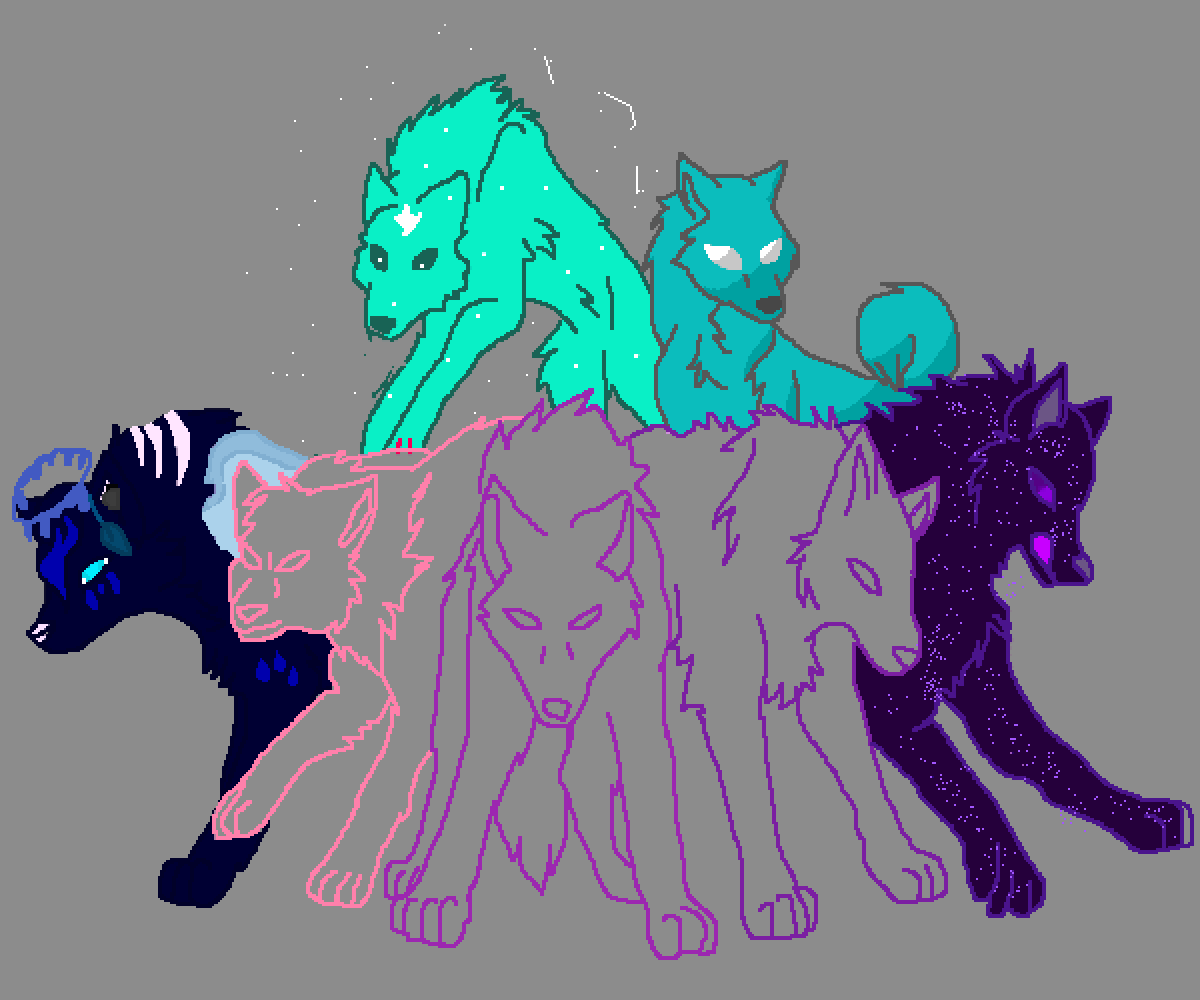 Pixilart - Wolf Pack Collab [ i made mint green one with spots ] by Flame12