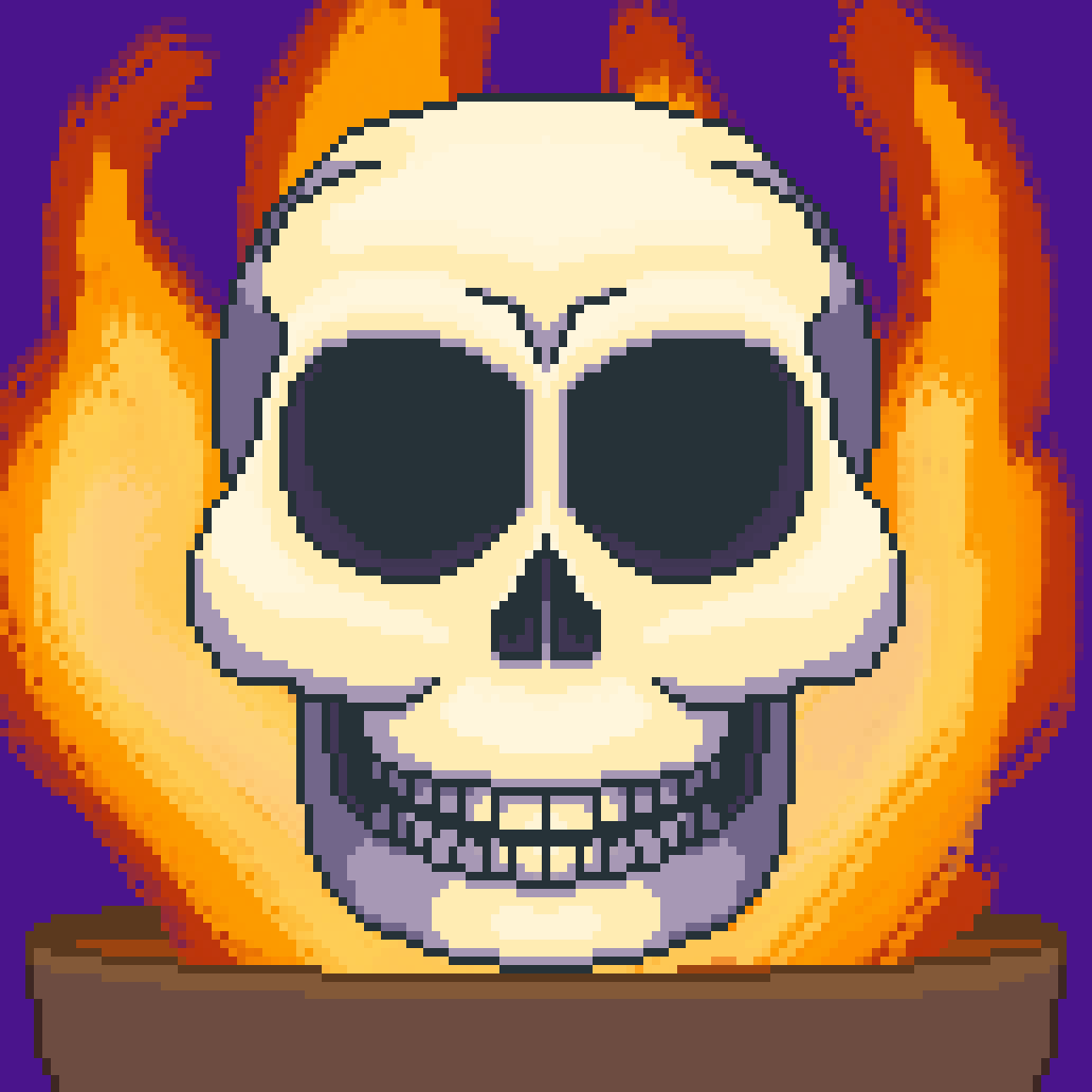 Pixilart - Flaming skull (Inktober) by HeroAndge