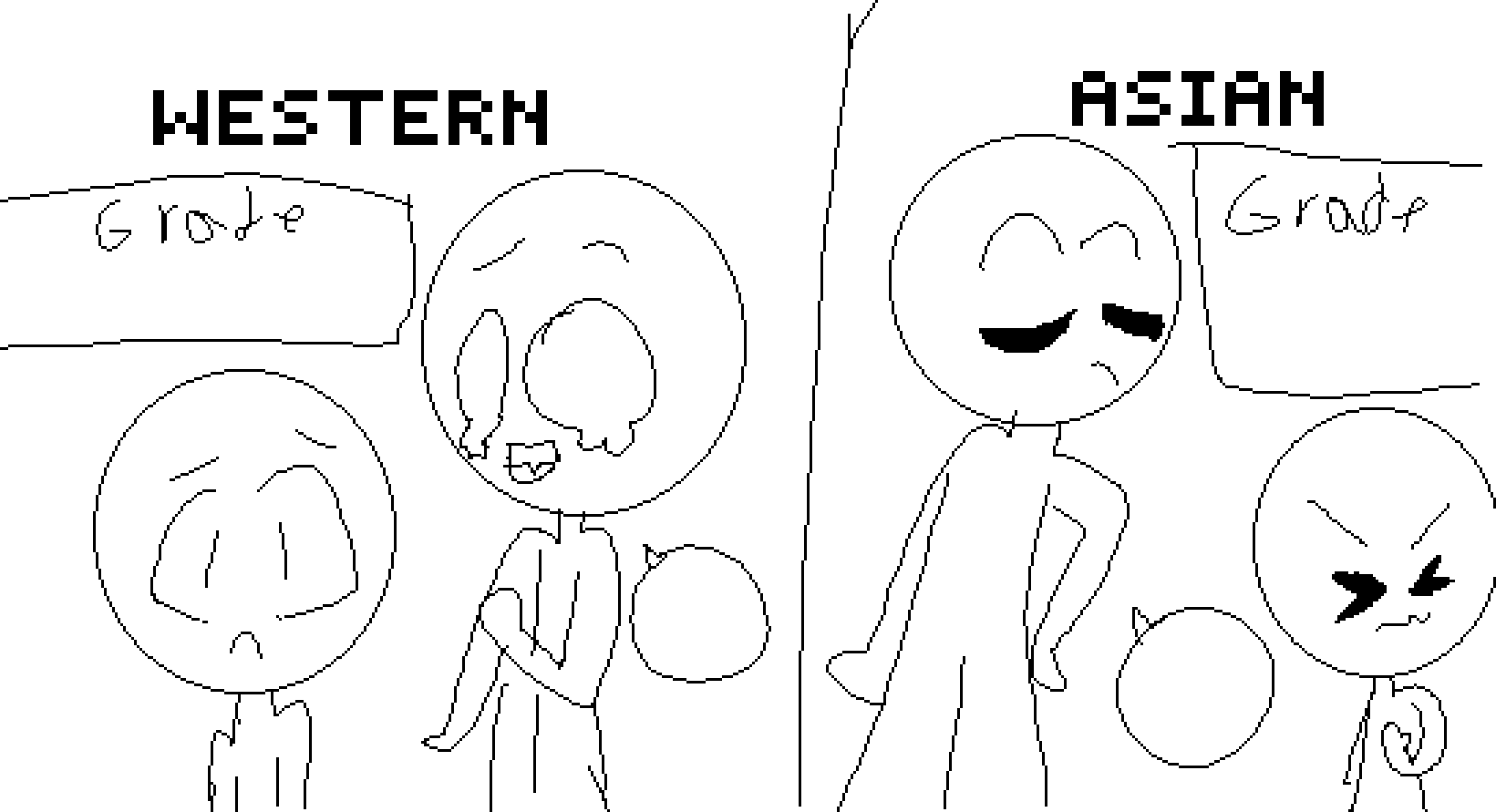 Pixilart - Normal vs Asian parents base by ART-MEMES