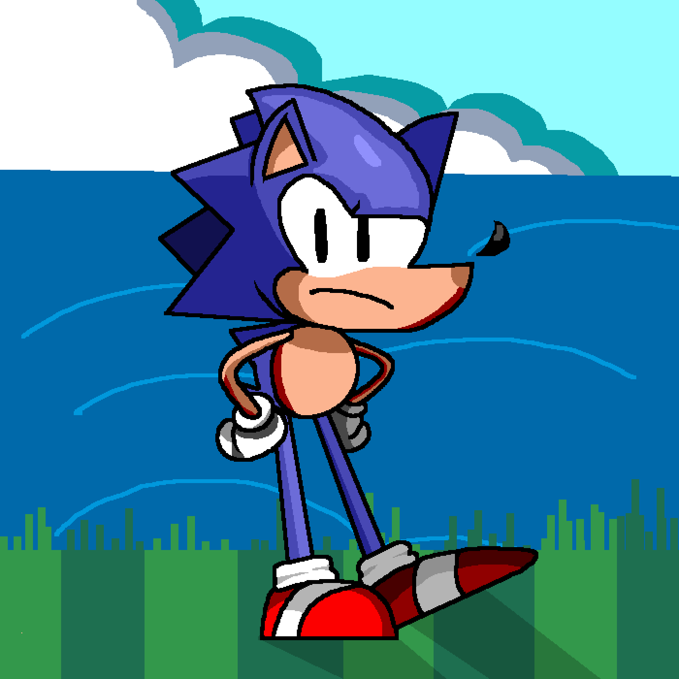 Pixilart - Sonic Waiting Pose by Ur-Average-Rena