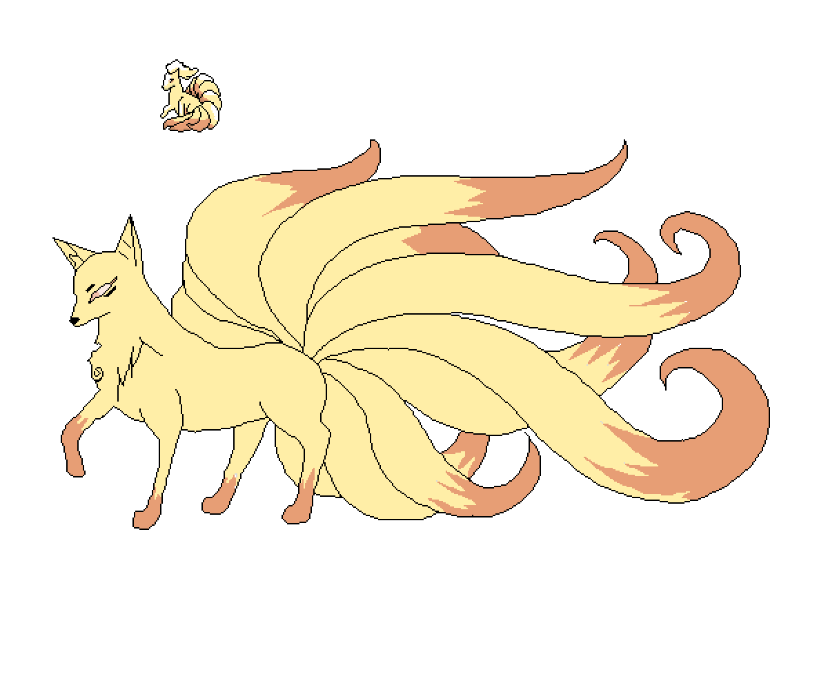 Pixilart - I decided to use a base to make my ninetails bigger by draw ...