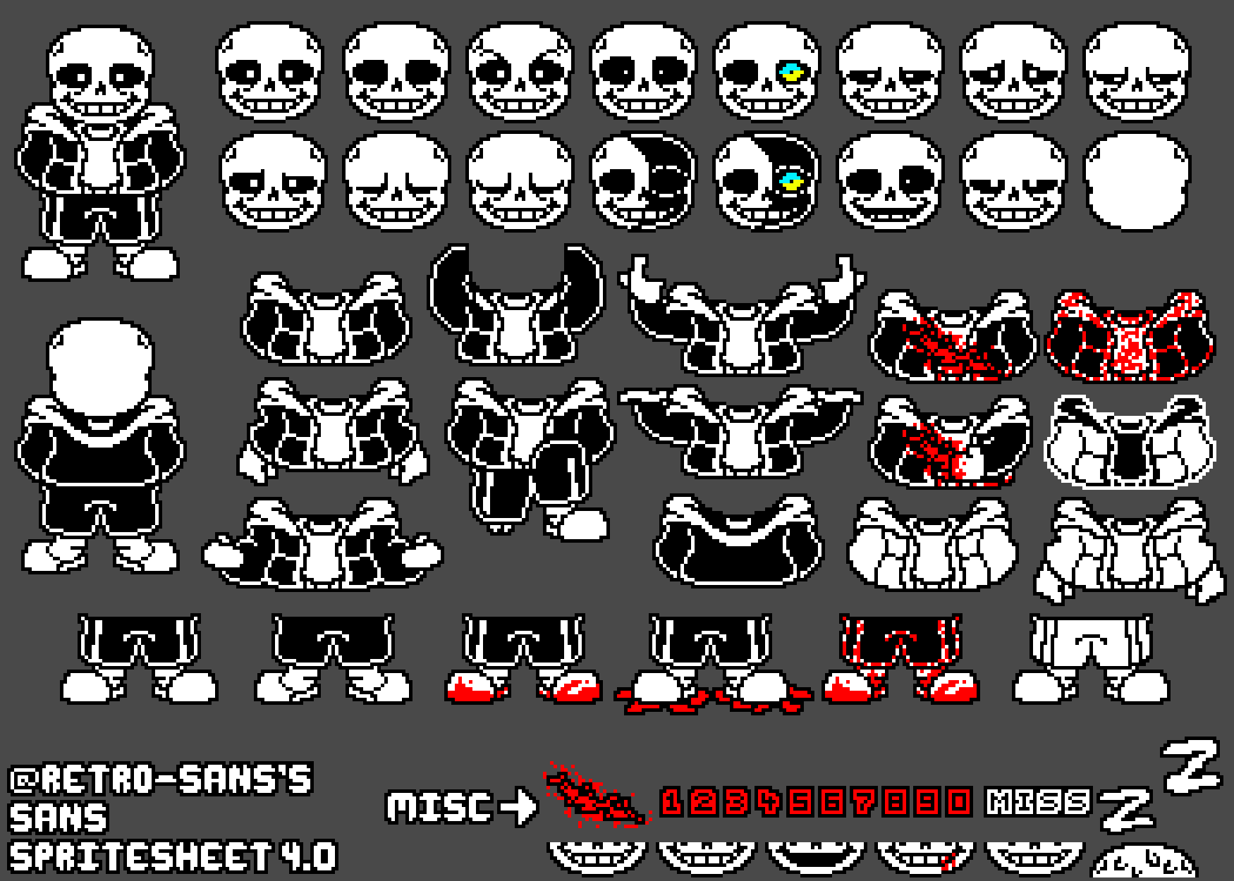 Pixilart - Undertale sans Spritesheet 4.0! by Retrospective40