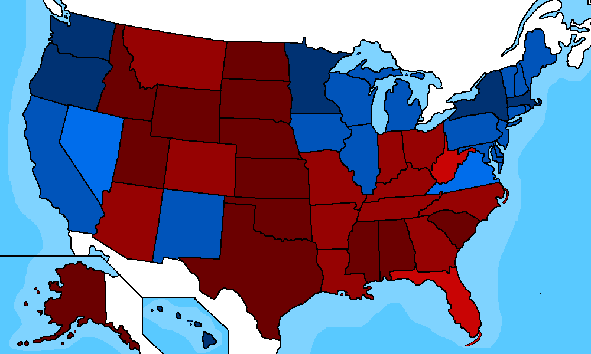 Pixilart - Electoral map of USA (Red = Trump Blue = Kamala) by Geo-Edits-YT