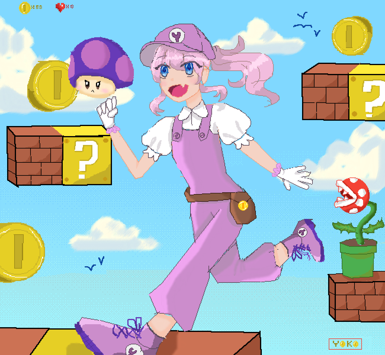 Pixilart - 💗Super Mario ft Yoko💜 by cocomichii
