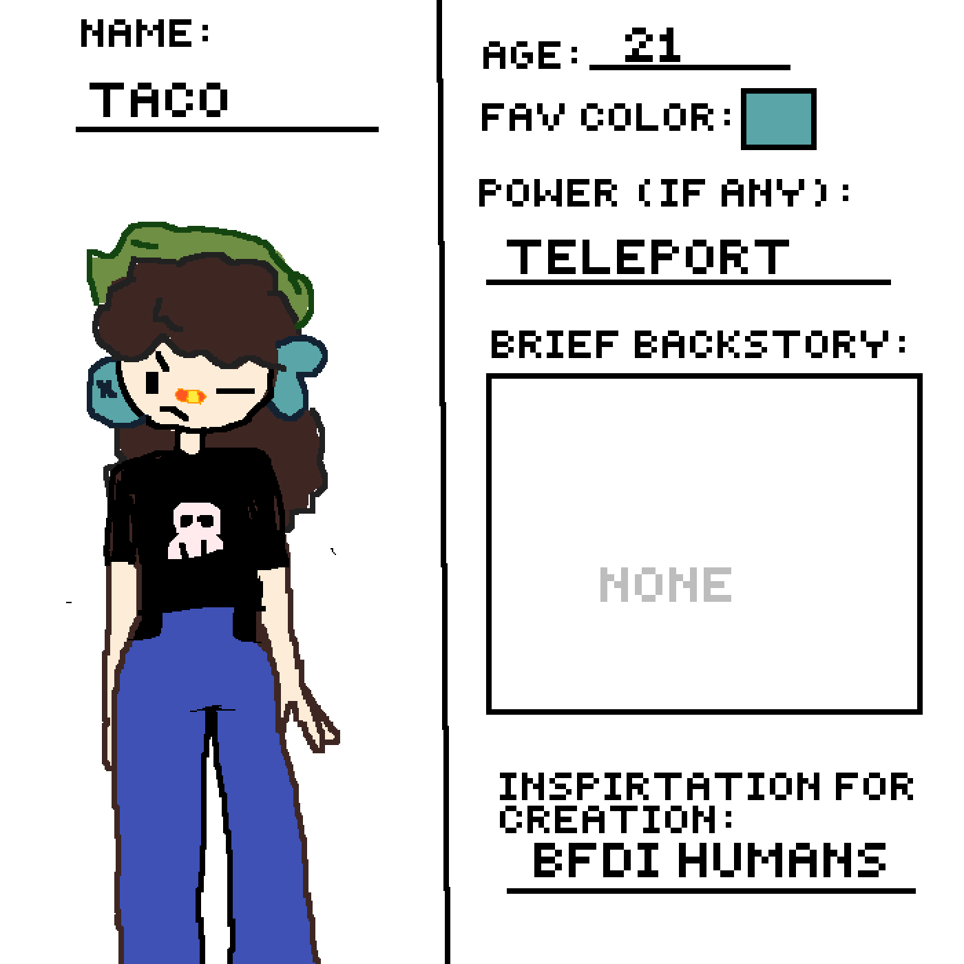 Pixilart - taco human form bfdi by Twinbird