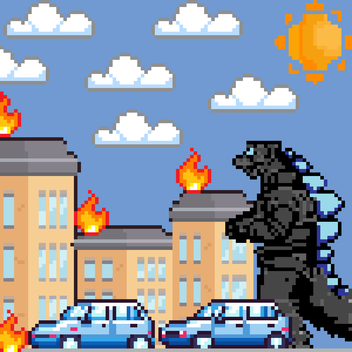 Pixilart - Godzilla destroying the city by Adultopening