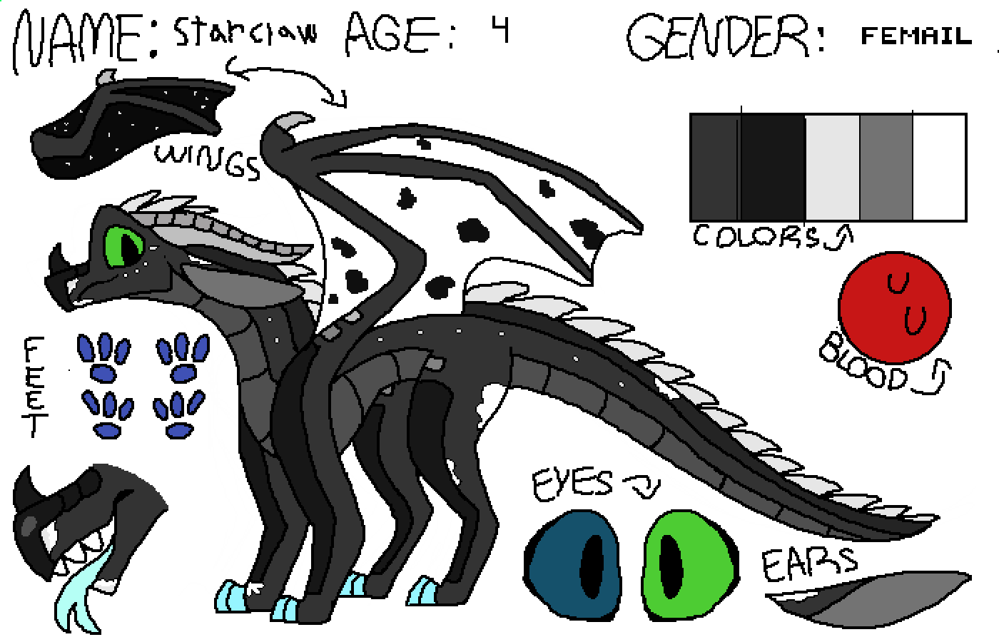 Pixilart - Starclaw the nightwing icewing hybrid. by starclaw518