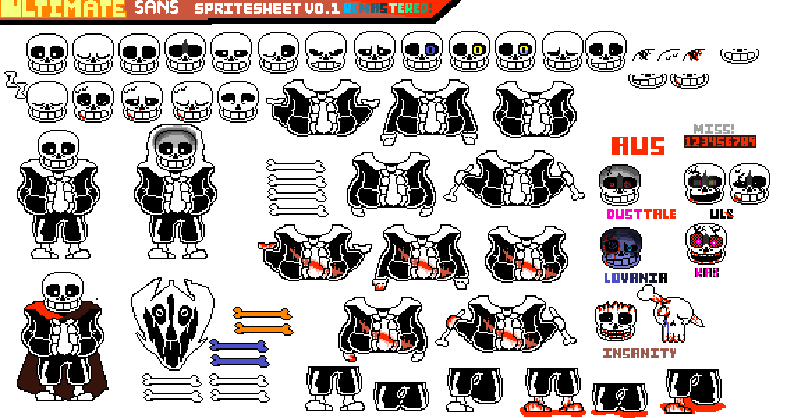 Pixilart - ULTIMATE Sans SpriteSheet V0.1 (Remastered) by MarcoXD