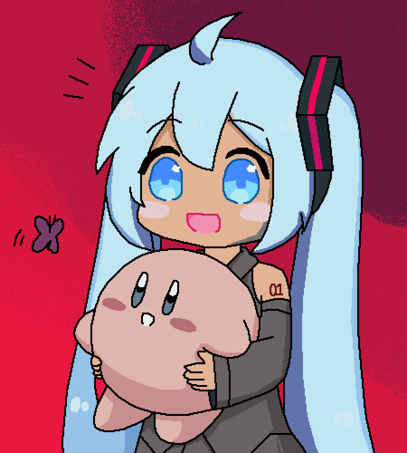 Pixilart - Miku and Kirby base by Zayla123461