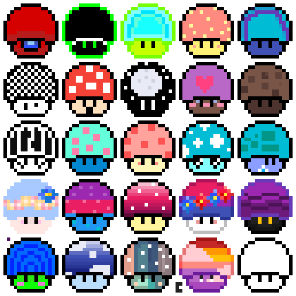 Mario 8 Bit Mushroom Grid