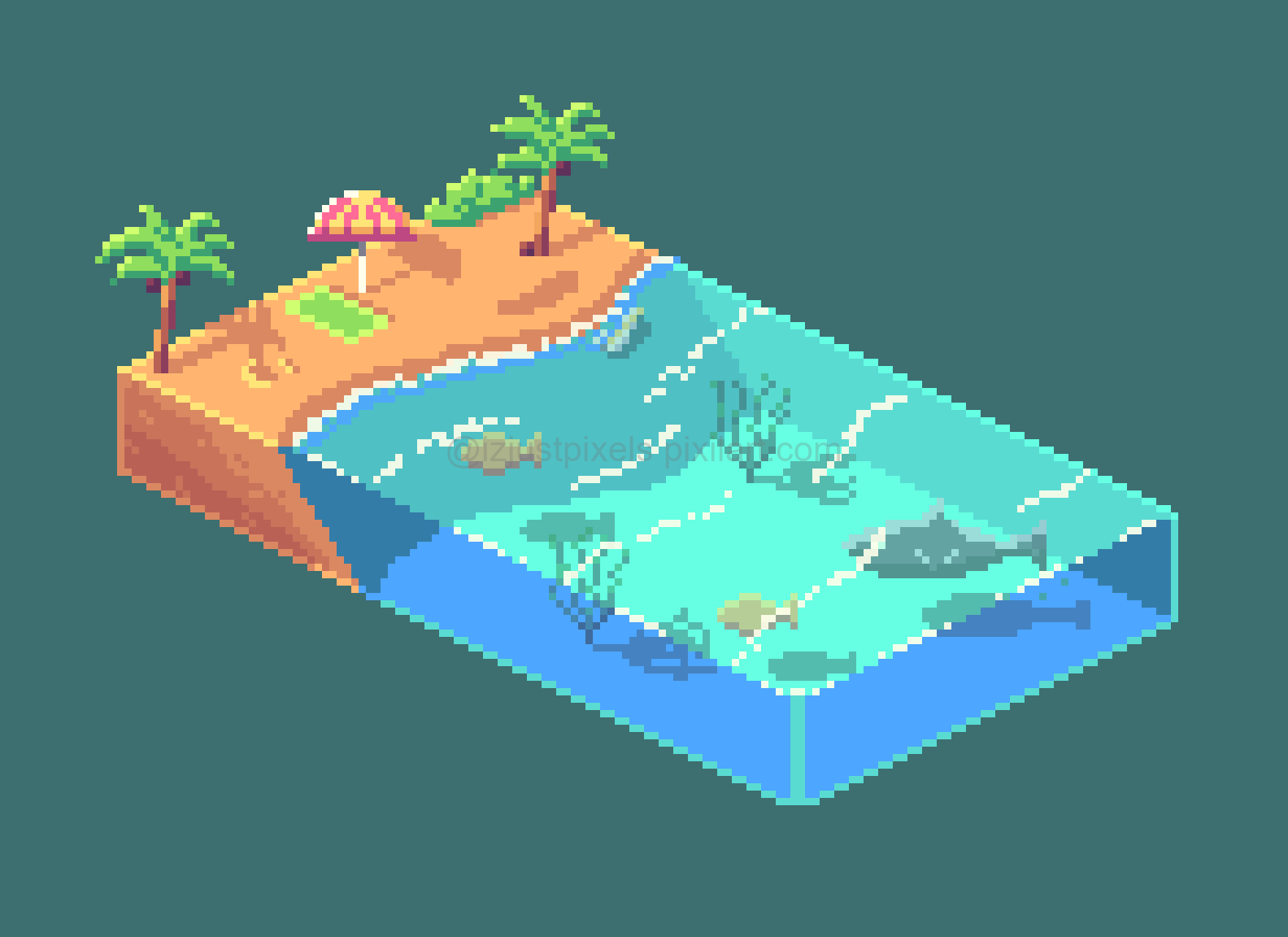 Pixilart - Pixel Beach by izjustpixels