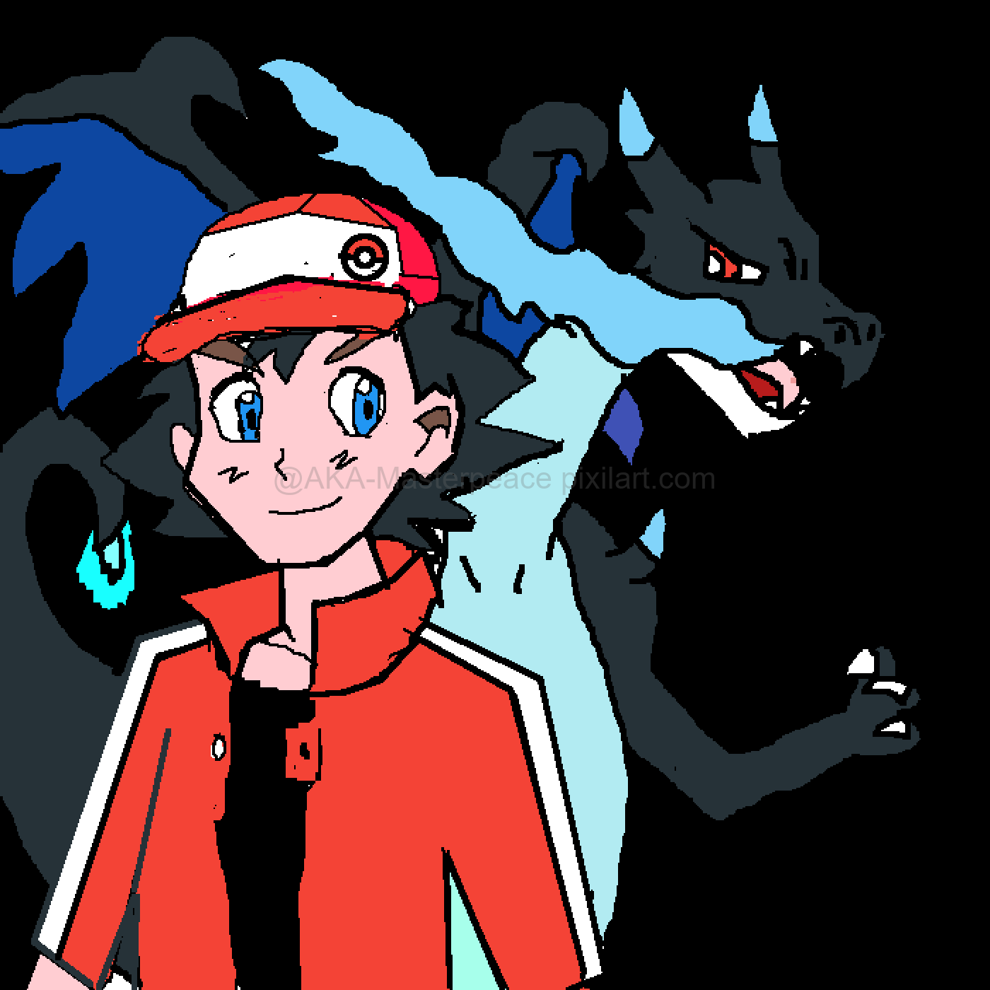Pixilart - Red and Mega Charizard X by AKA-Masterpeace