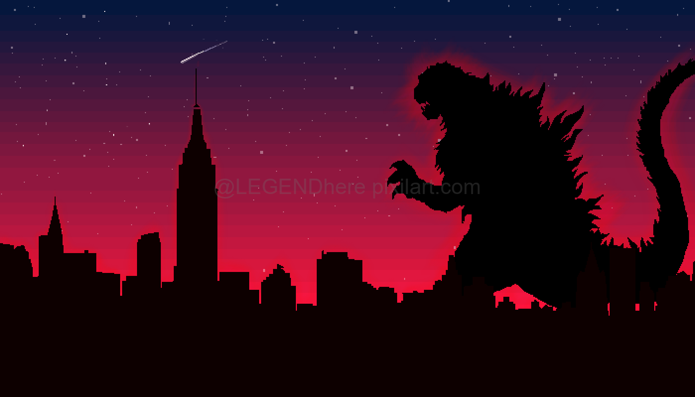 Pixilart - godzilla skyline by ArtisianKid