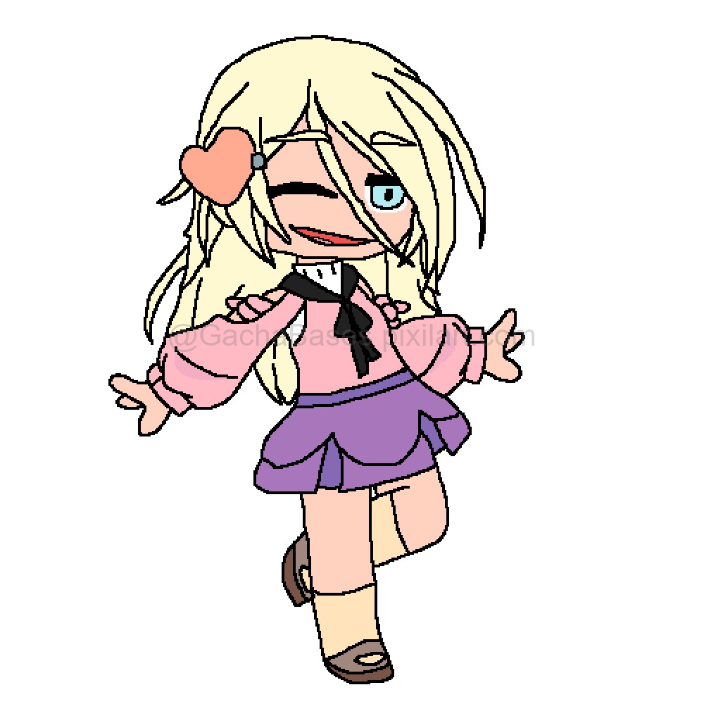 Pixilart - Cute Heart Clip Gacha Girl Colored by GachaBases