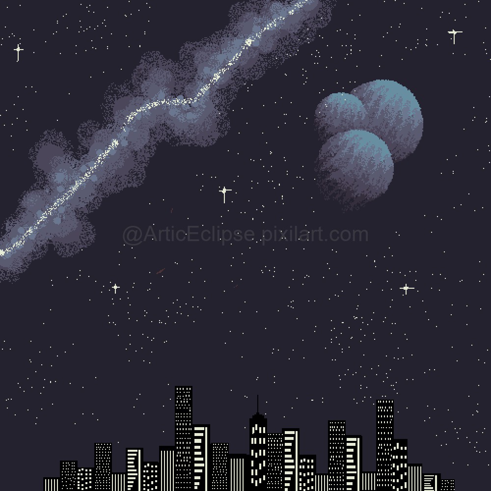Pixilart - night sky city view by ArticEclipse