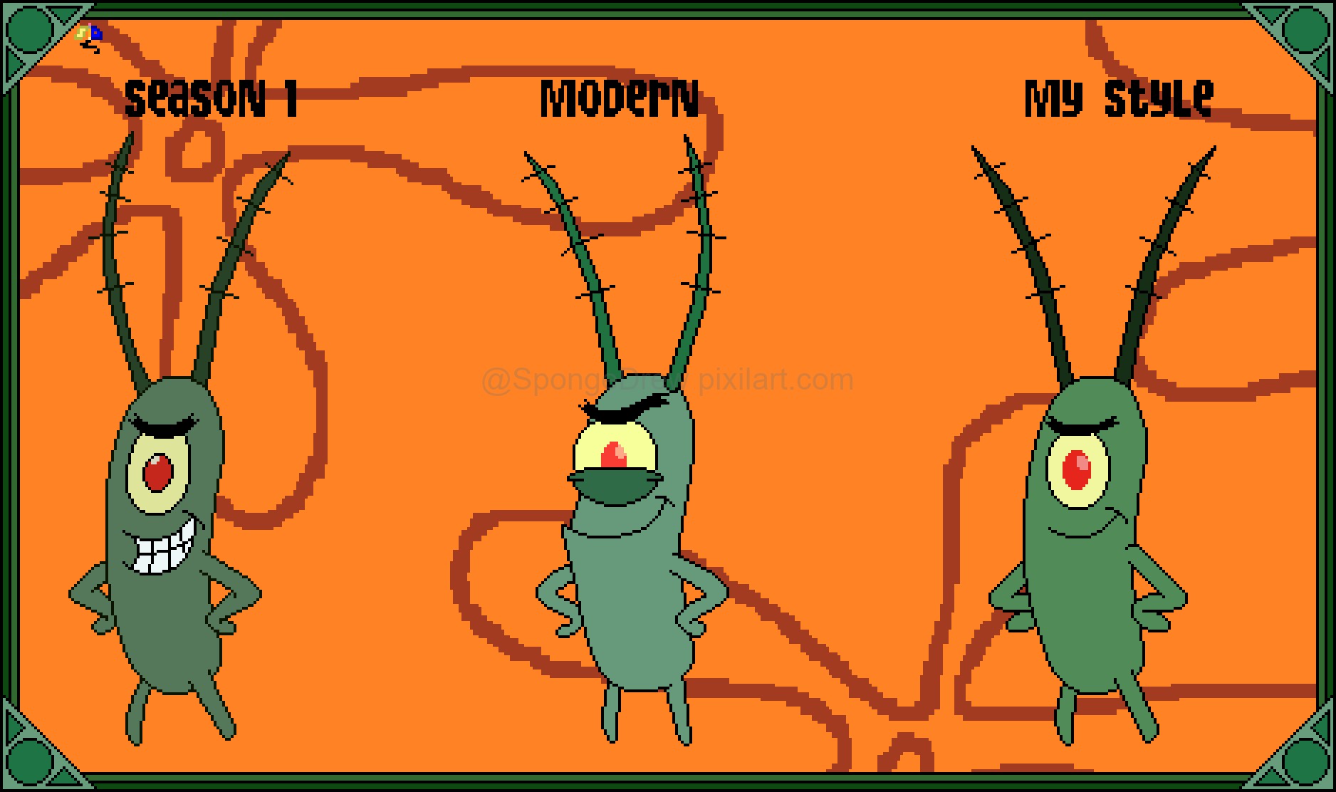 Pixilart - Three Styles of Plankton by SpongeDrew
