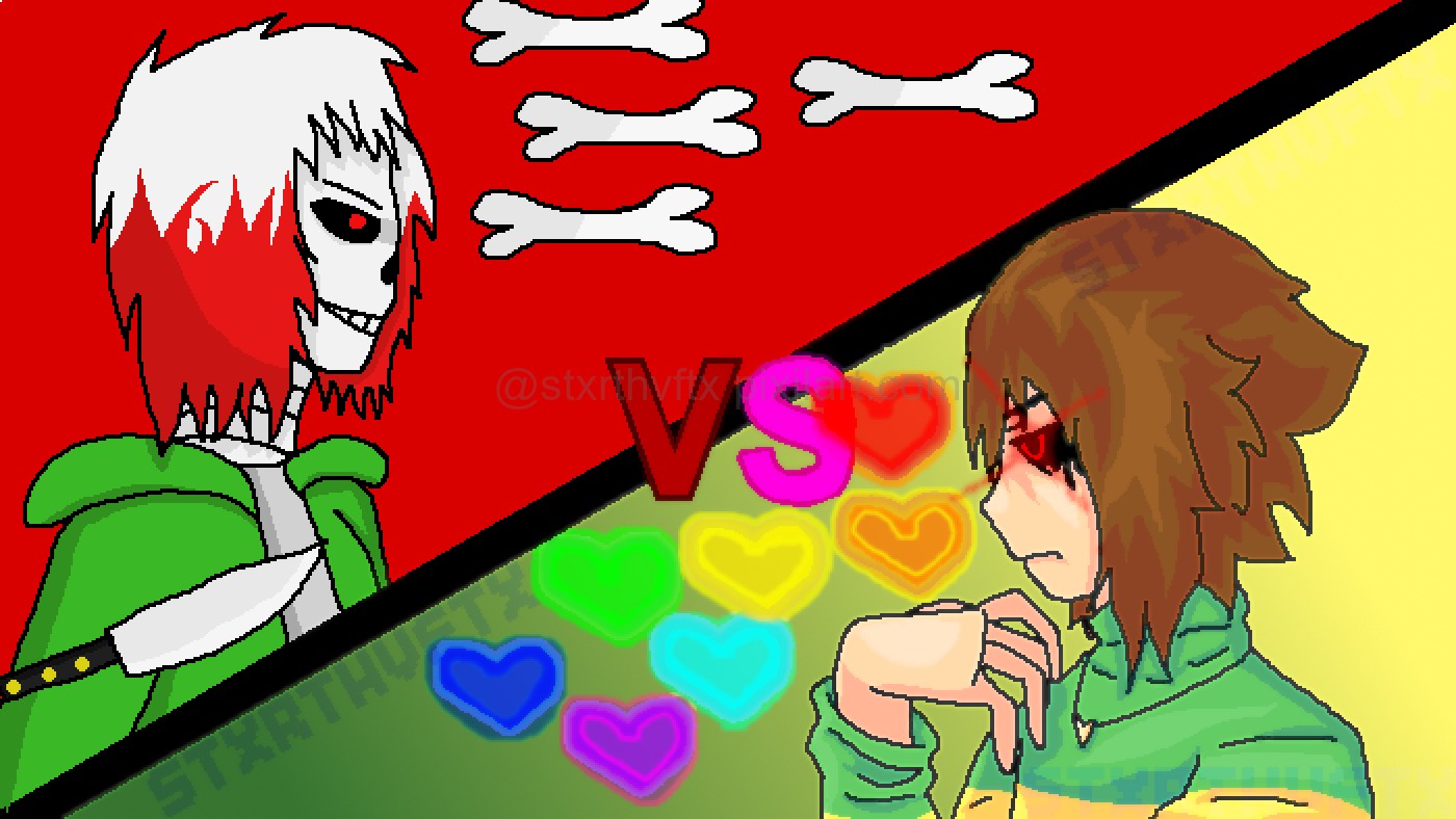 Pixilart - Skell vs GT!Chara by lonetshade