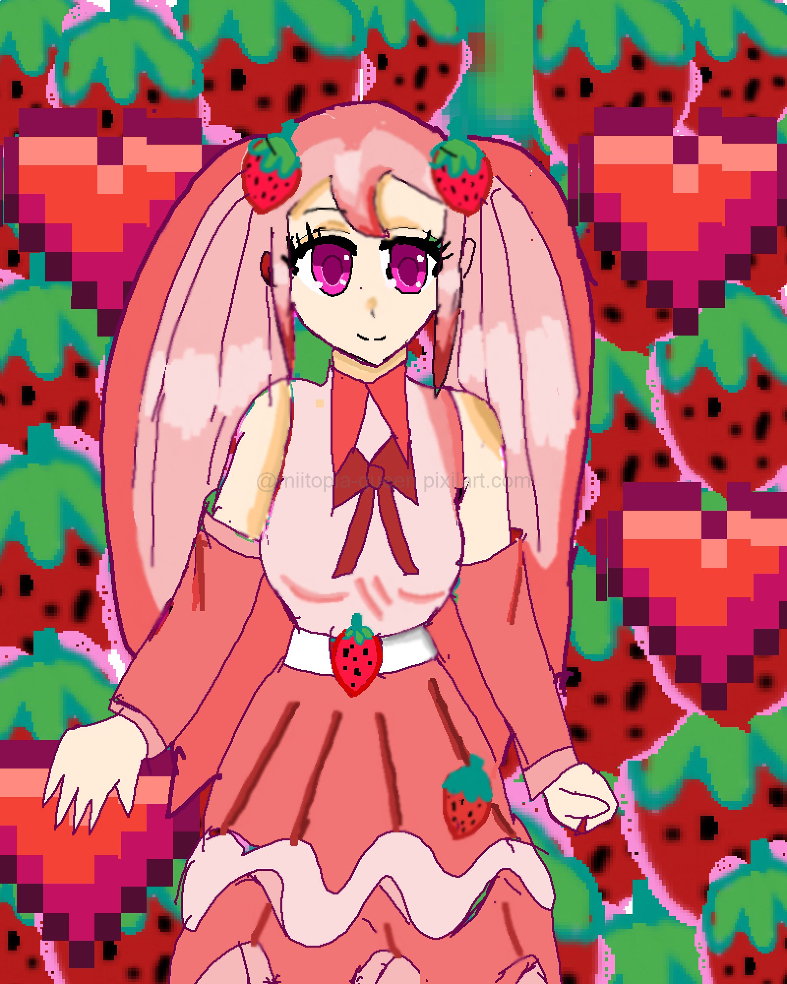 Pixilart - Strawberry Blossom Miku by miitopia-queen