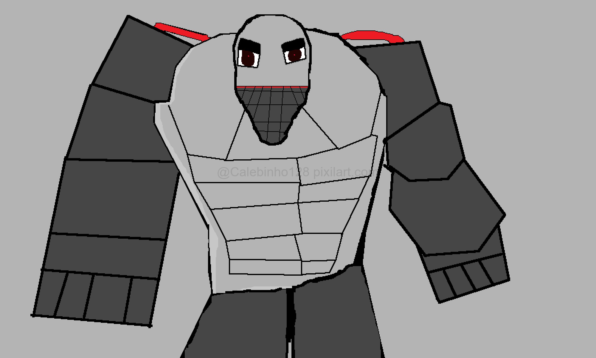 Pixilart - Buff Robot Grey Stick Man (Final Boss) by Calebinho128